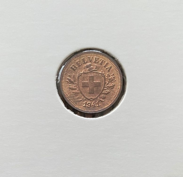 Schweiz 1 Rappen 1941 unz + Patina + alter Wappen Eidgenoss (Neu (gemäss Beschreibung)) in ...