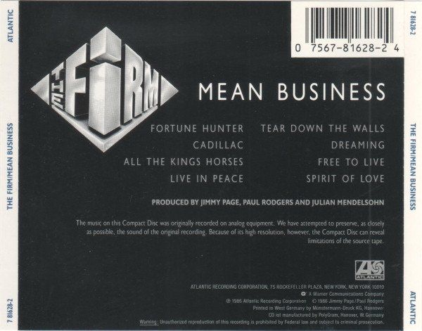 CD The Firm - Mean business (1986) ** Jimmy Page (Gebraucht) in Möriken ...
