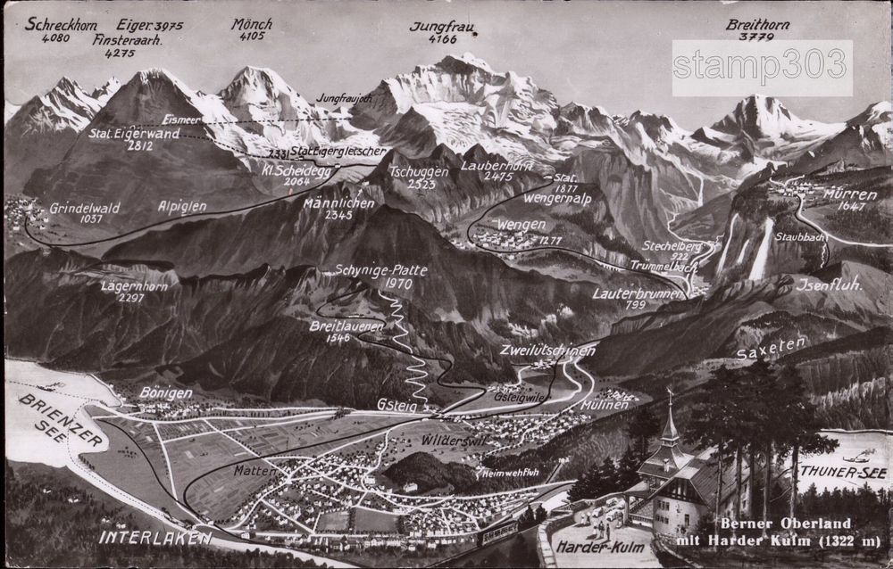 AK Berner Oberland mit Harder Kulm, Interlaken | Kaufen auf Ricardo