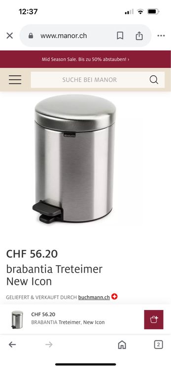Brabantia Treteimer New Icon 3L - Neu und OVP (Gebraucht) in winterthur für CHF 19 – nur ...