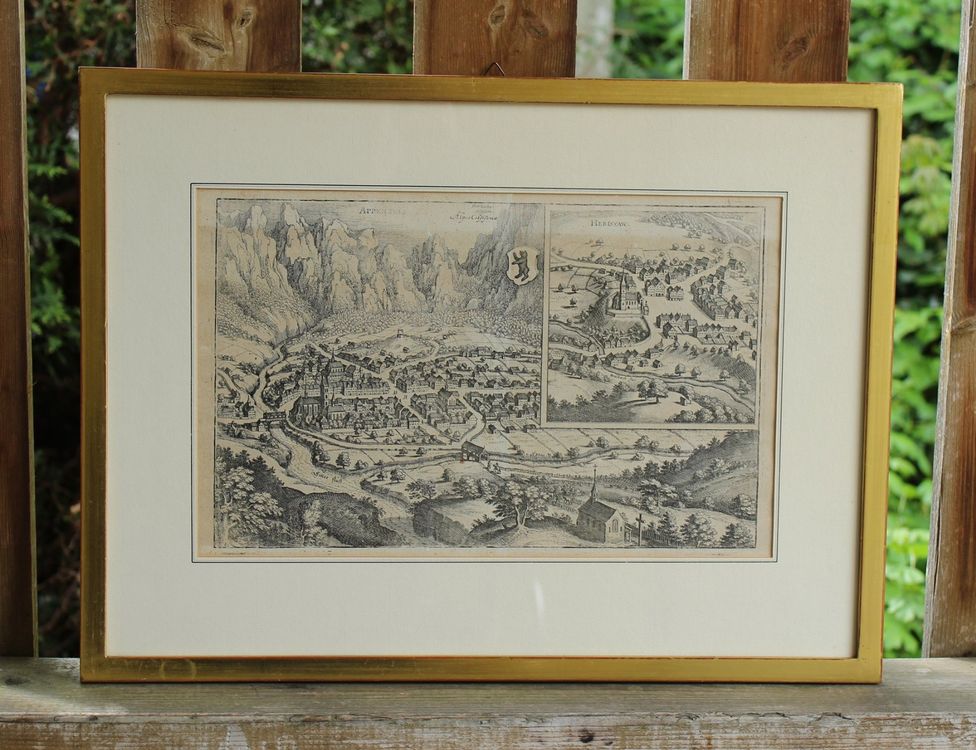Appenzell Kupferstich/Herisau um 1780 über Eck vergoldet | Kaufen auf Ricardo