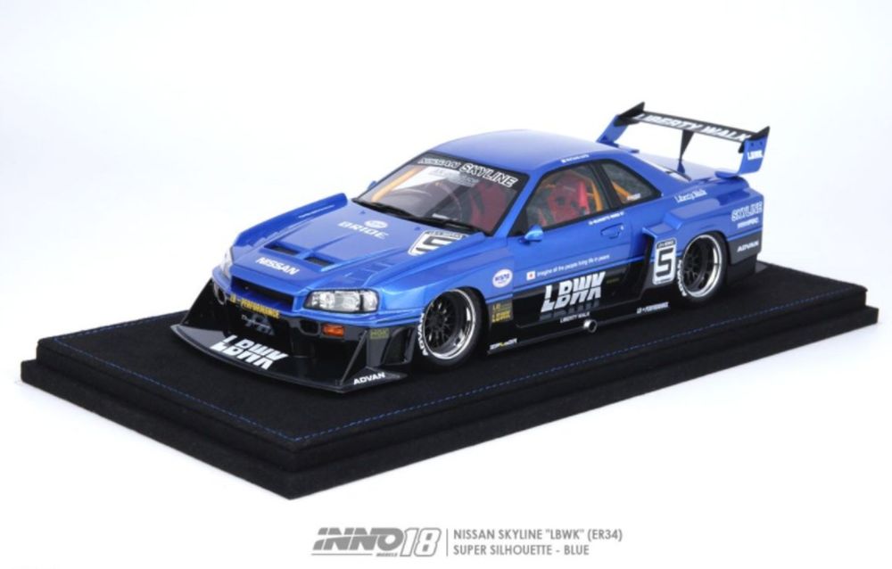 Nissan Skyline GT-R(R34) LBWK Super Silhouette blue 1/18 NEU | Kaufen ...