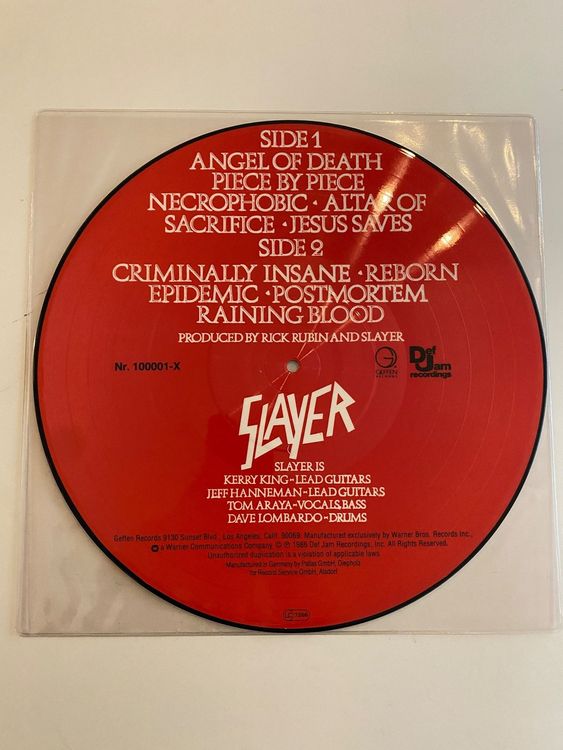 Slayer – Reign In Blood - ORIGINAL PICTURE DISC 1986 !!!!!!! | Kaufen ...