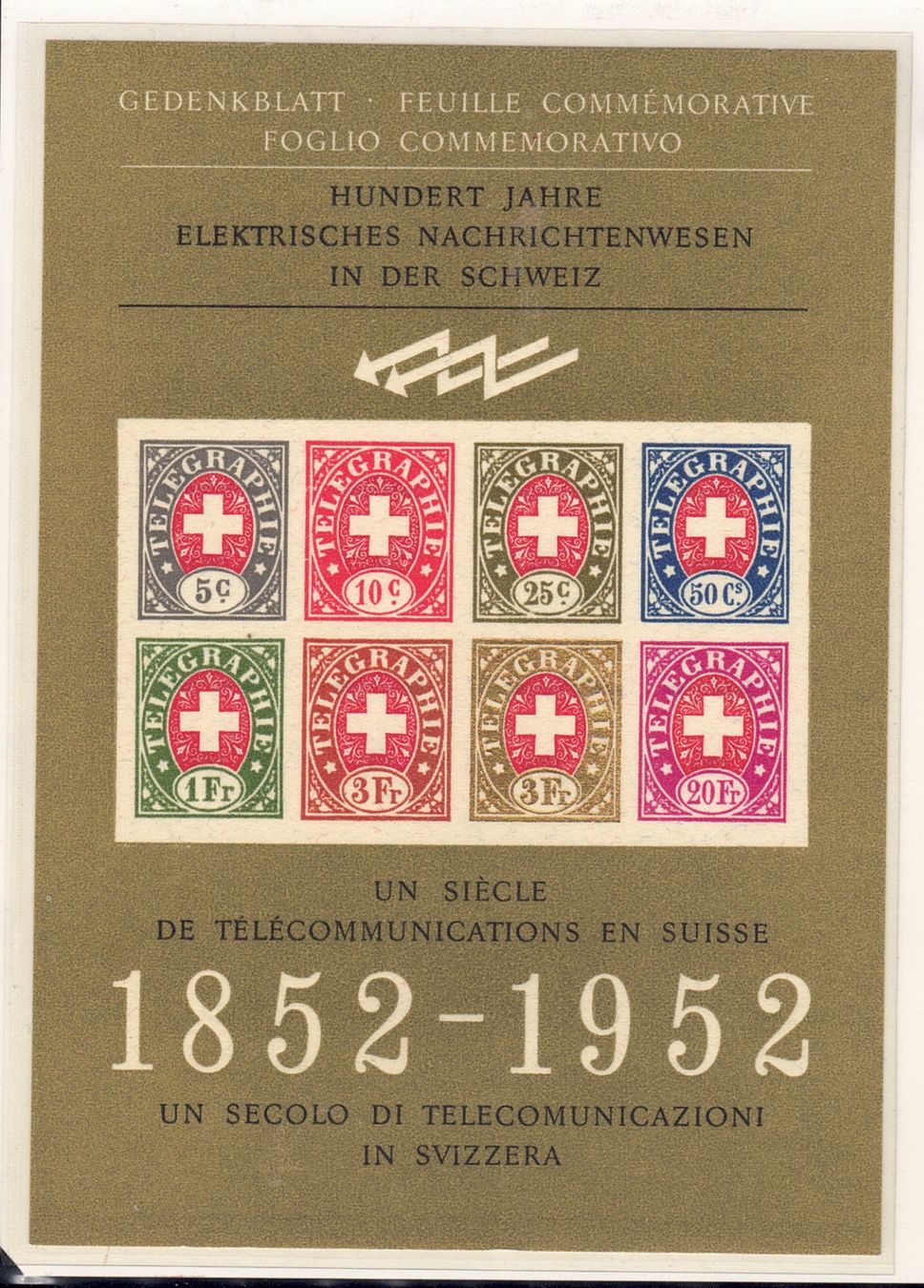 Télégraphe, feuillet souvenir 100 ans des timbres télégraphe (Gebraucht ...