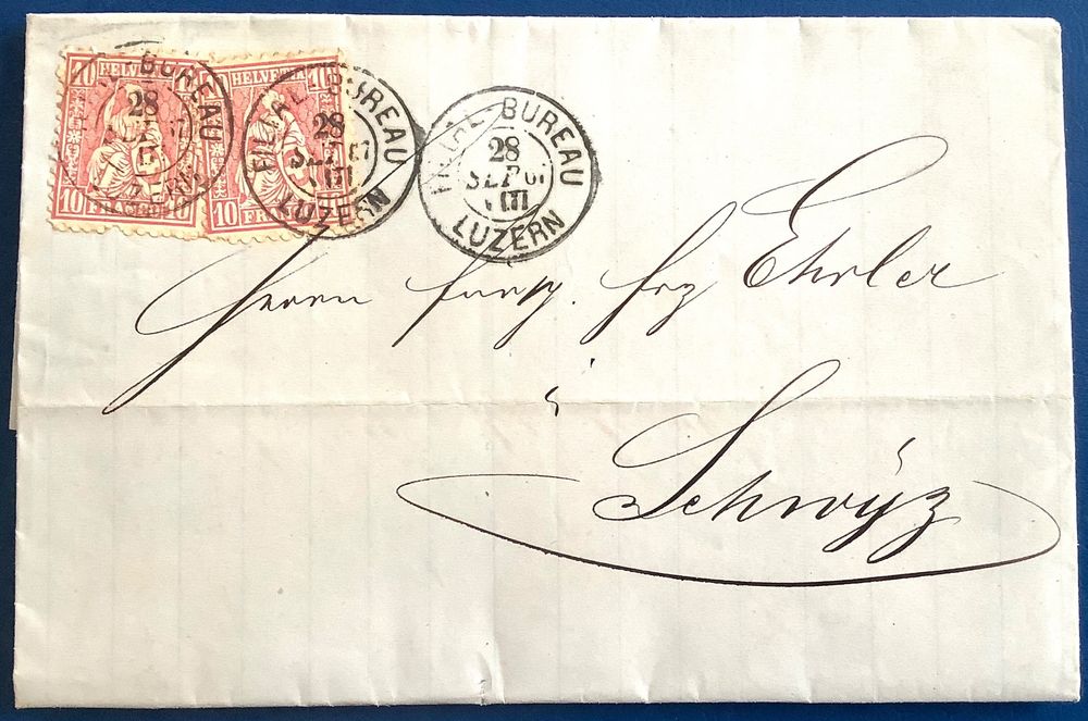 1867 Sitzende Helvetia Brief ( incasso )/ Luzern - Schwyz (Gebraucht ...