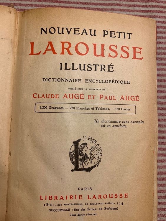 Nouveau petit Larousse illustré 1924 (Gebraucht) in Puidoux für CHF 5 ...