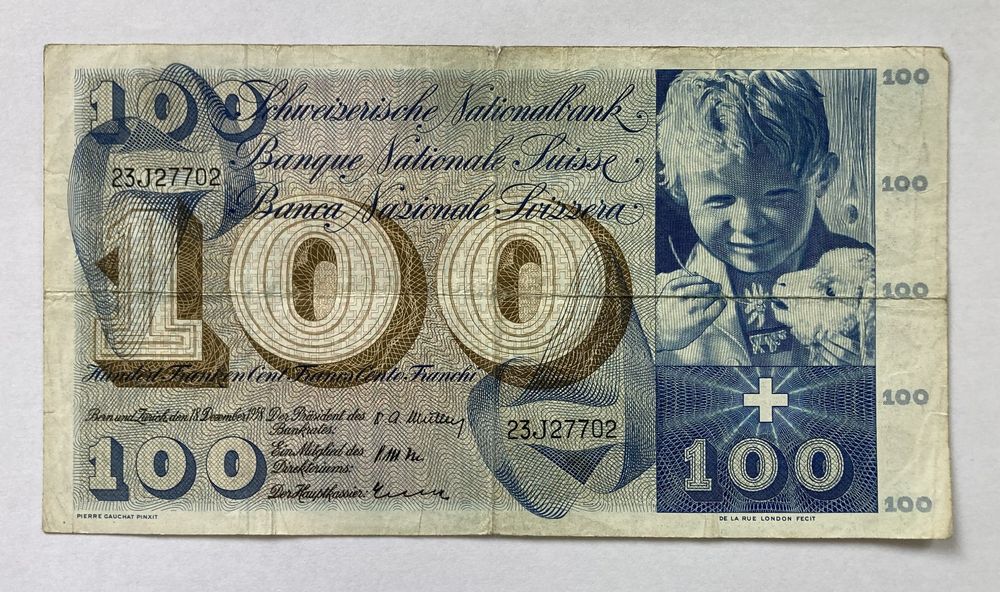 100-Franken-Note von 1958 - seltener Jahrgang! (Gebraucht) in ...