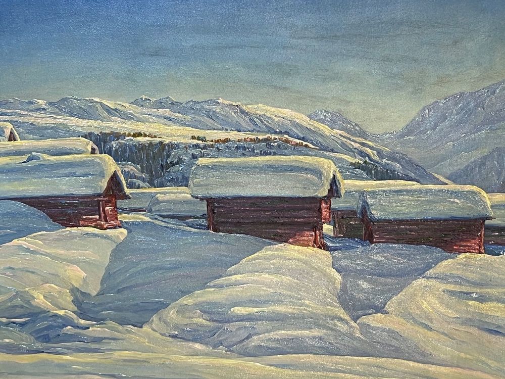 August Weber Gemälde grosse Winterlandschaft 66x56cm | Kaufen auf Ricardo