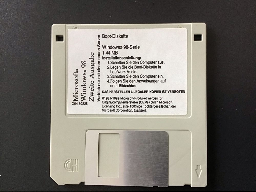 MS Windows 98 Boot-Diskette 1,44MB 2. Ausgabe | Kaufen auf Ricardo
