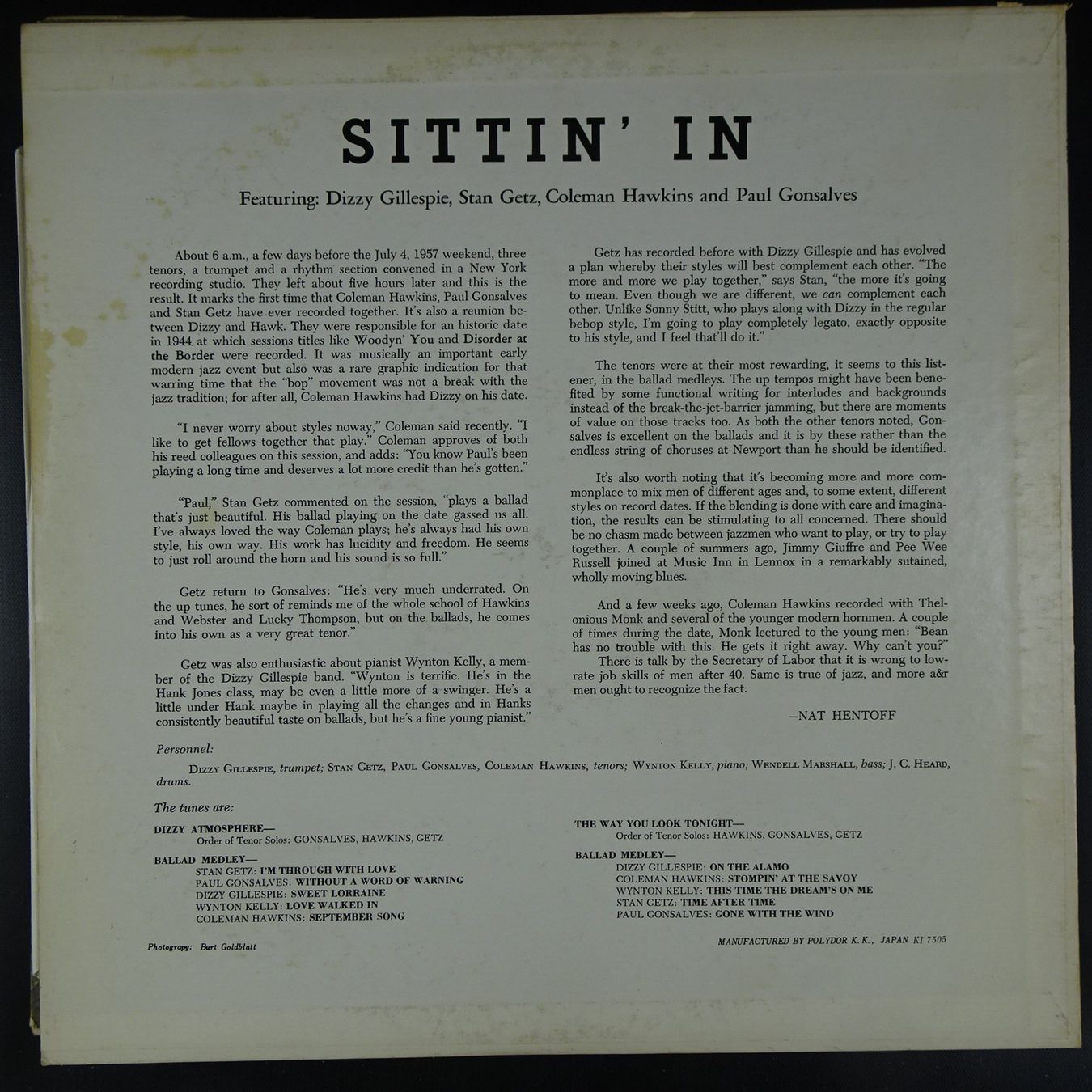 V.A. - Sittin' In - Gillespie Getz Hawkins Gonsalves Verve (Gebraucht ...