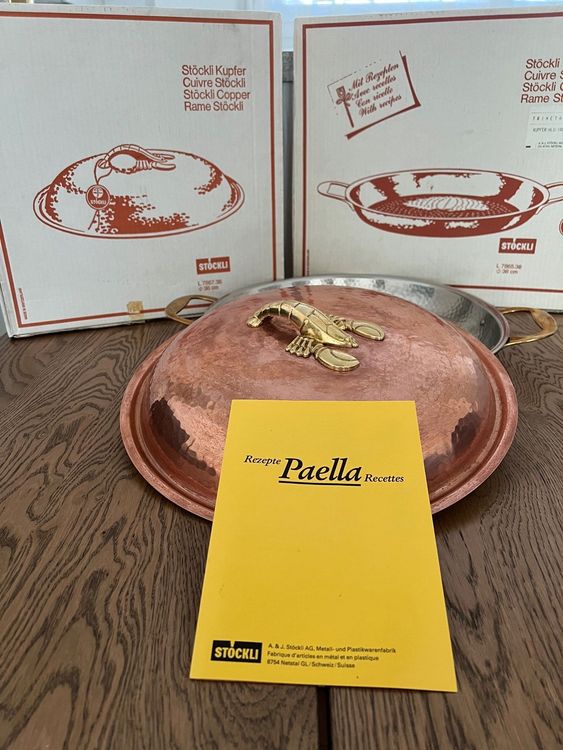 Paellapfanne mit Deckel (Kupfer, Alu, Inox) (Gebraucht) in Buchrain für ...