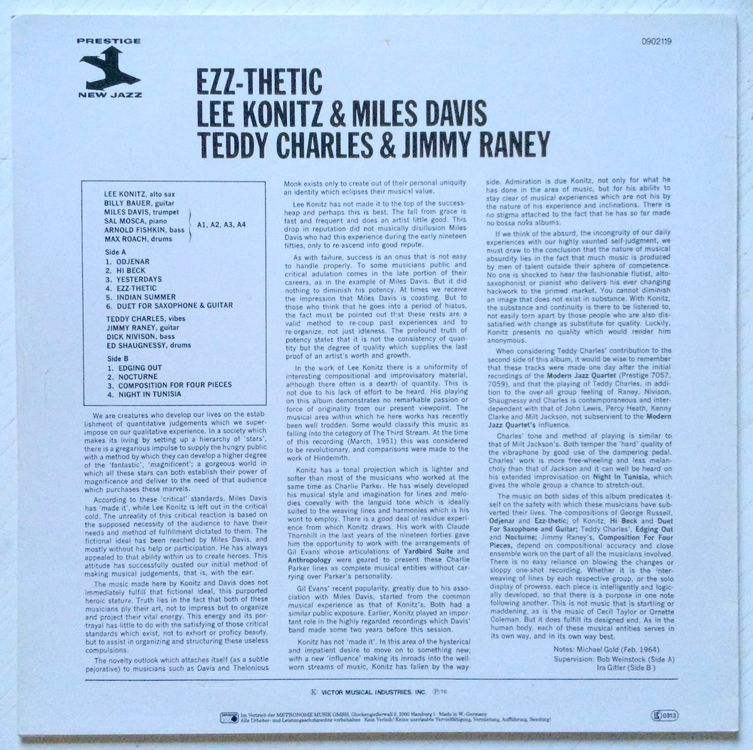 LEE KONITZ & MILES DAVIS, TEDDY CHARLES & JIMMY RANEY - EZZ- (Gebraucht ...