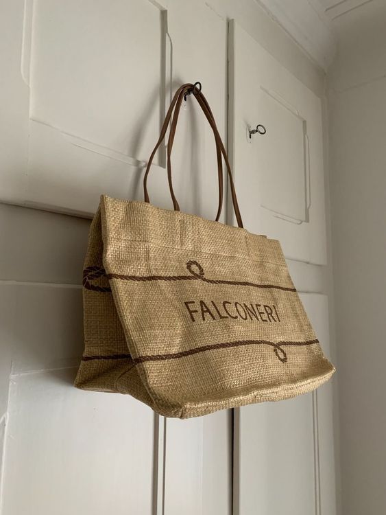 FALCONERI Beige Tan Shopping Bag leather handles | Kaufen auf Ricardo