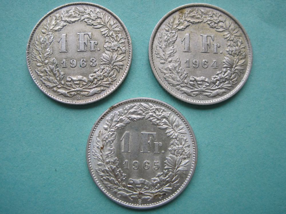3 EIN FRANKEN MÜNZEN 1963/1964/1965 Silber (Gebraucht) in Adliswil für CHF 9 – mit Lieferung auf ...