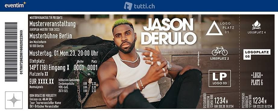 2 x Sitzplatztickets Jason Derulo Konzert Zürich (Neu und ...
