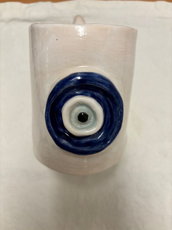 Handmade pottery "Evil Eye" Pen holder (Neu (gemäss Beschreibung)) in ...