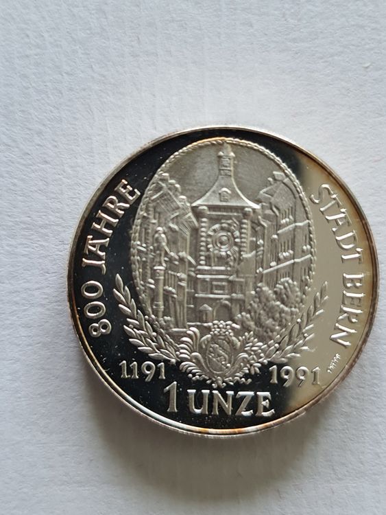 Silberunze 800 Jahre Stadt Bern 1991 | Kaufen auf Ricardo
