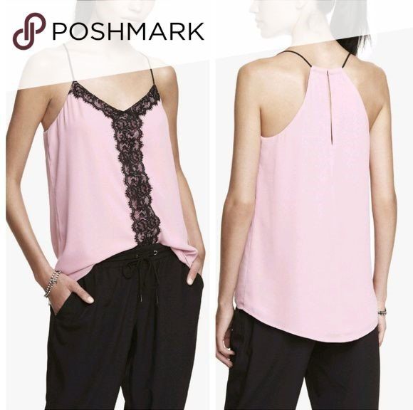 🌸EXPRESS🌸 Top Hemdchen Cami mit Spitze Rosa/Schwarz XS (Neu und ...