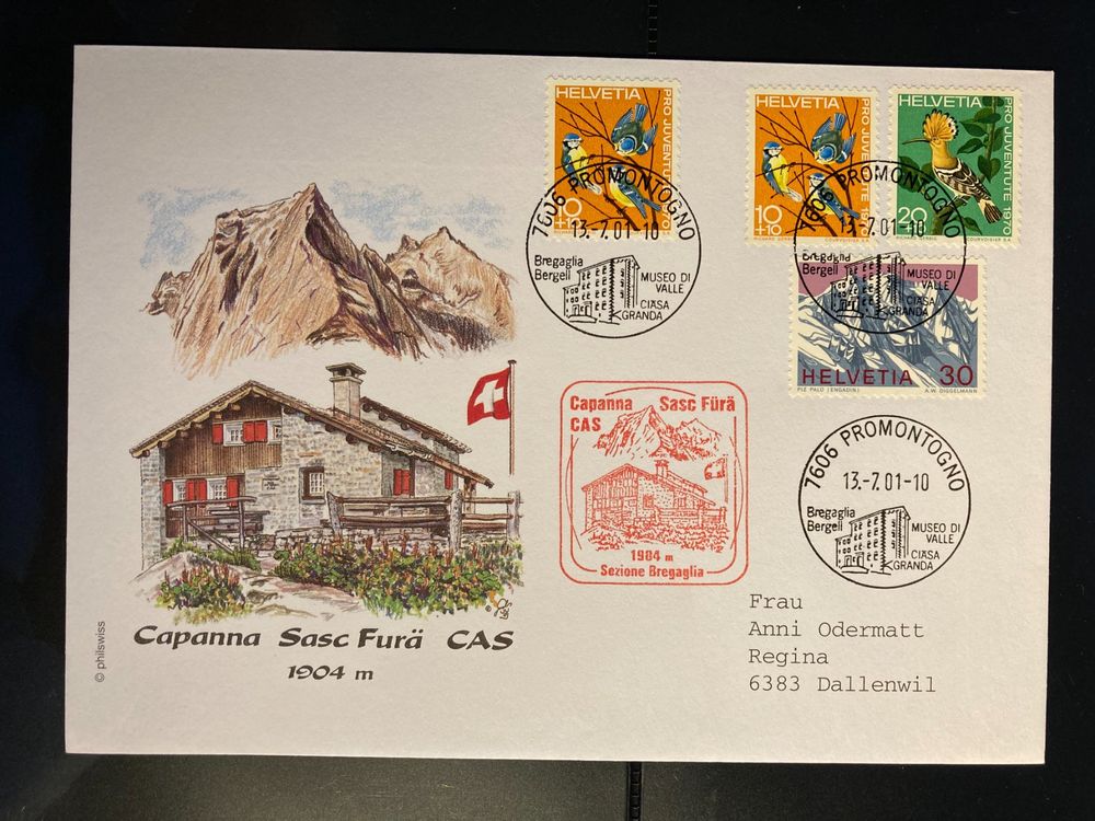 CH 2001 Hüttenstempel Capanna Sasc Furä CAS 7606 Promontogno (Gebraucht ...