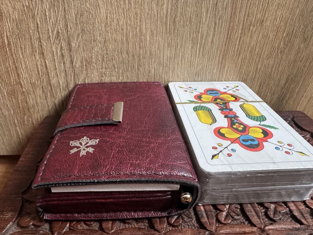 Jeu de Jass classique Suisse + étui en cuir bordeaux (Neuf avec ...