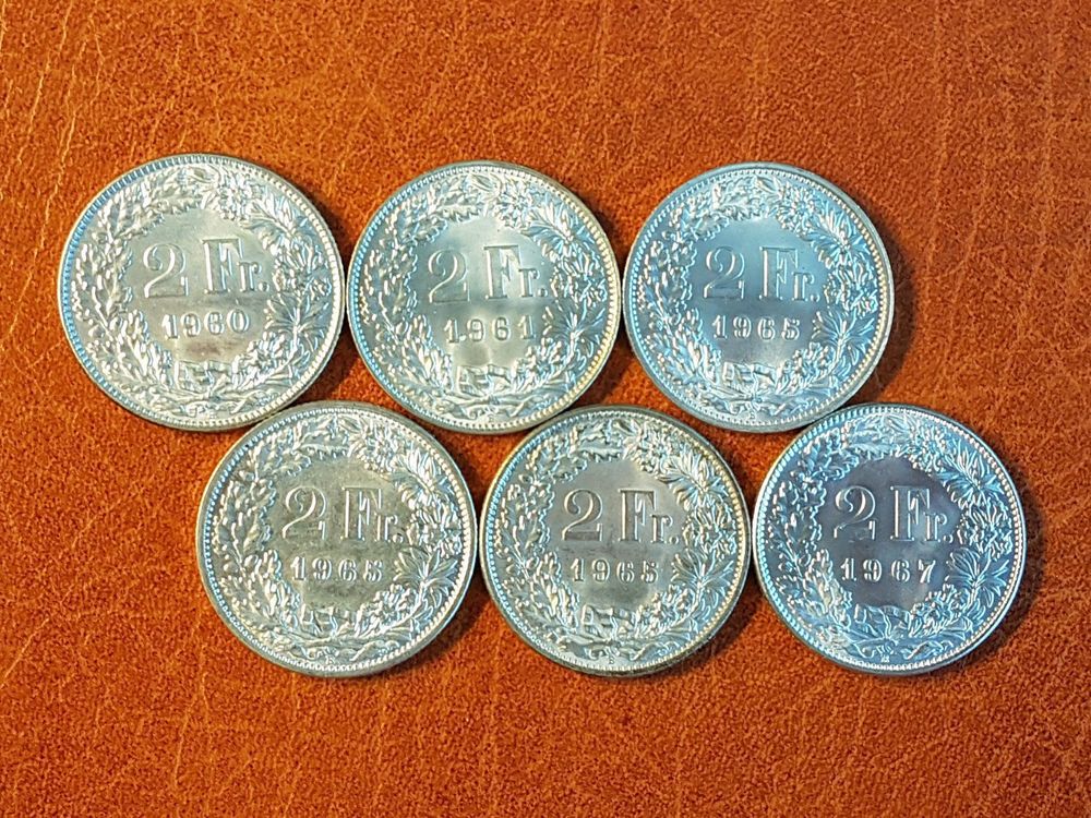 2 Franken zwischen 1960 und 1967 kaum zirkuliert / 6 Stück | Kaufen auf Ricardo