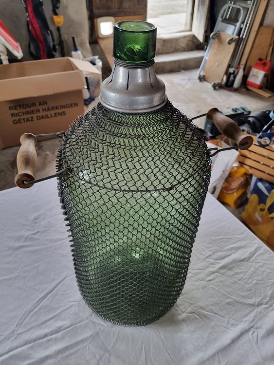 Antike grosse Flasche 55cm mit Metal Gitter Netz (Gebraucht) in ...