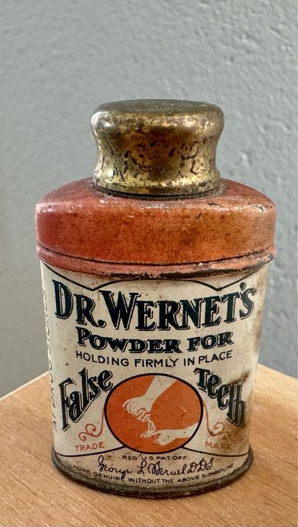 Antike kleine Blechdose Dr. Wernet‘s Puder für falsche Zähne | Kaufen ...