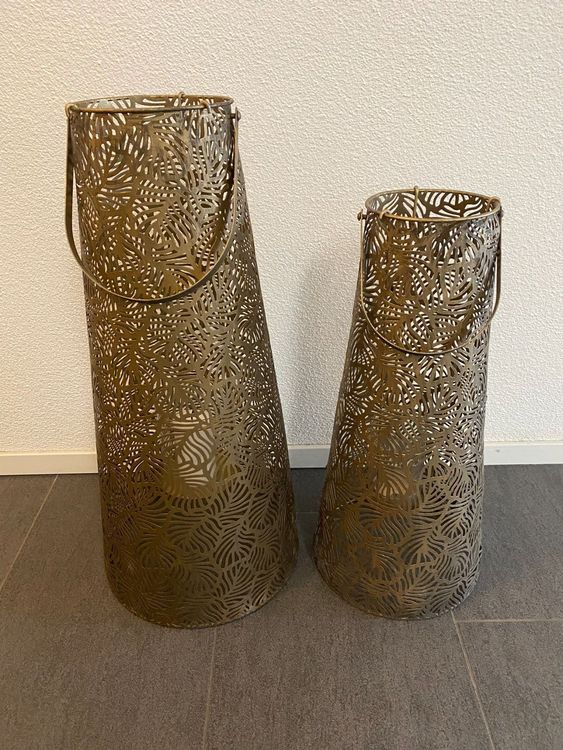 Windlicht Set (Vintage, Golden), 1x Gross & 1x Klein (Gebraucht) in ...