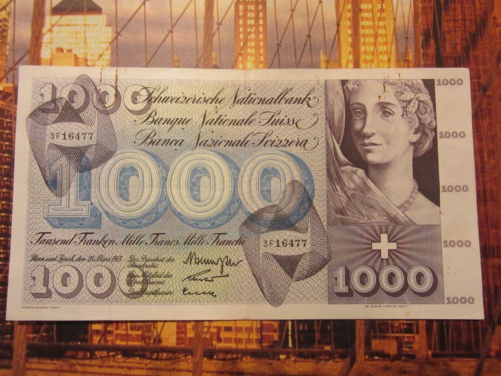 SCHWEIZ BANKNOTEN 1000 CHF 28 MARS 1963 | Kaufen auf Ricardo