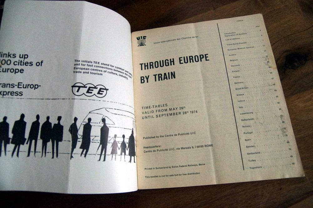 Trans-Europ-Express Time-Table - Fahrplan Europa 1974 - TEE (Gebraucht ...