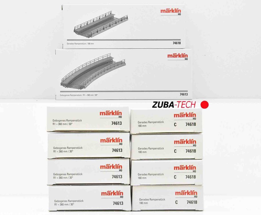 8x Märklin 74618&74613 Rampenstück gerade mit OVP (Neu (gemäss ...