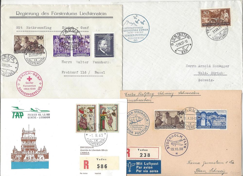 4 Flugpost Briefe Liechtenstein (Gebraucht) in Gümligen für CHF 15 – mit Lieferung auf Ricardo ...