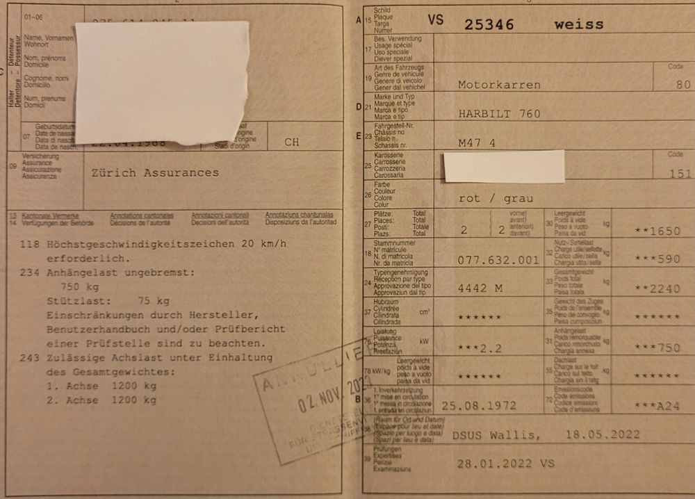 Elektro-Motorkarren Harbilt 730, 20 km/h (Gebraucht) in Susten für CHF ...