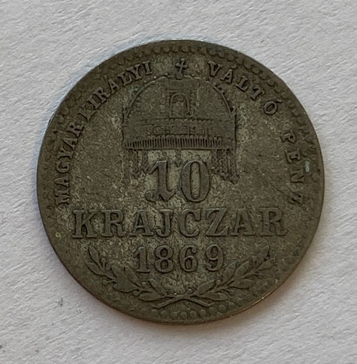 Ungarn, Franz Joseph I., 10 Krajczar 1869 KB - Silber (Gebraucht) in Schlieren für CHF 6 – mit ...