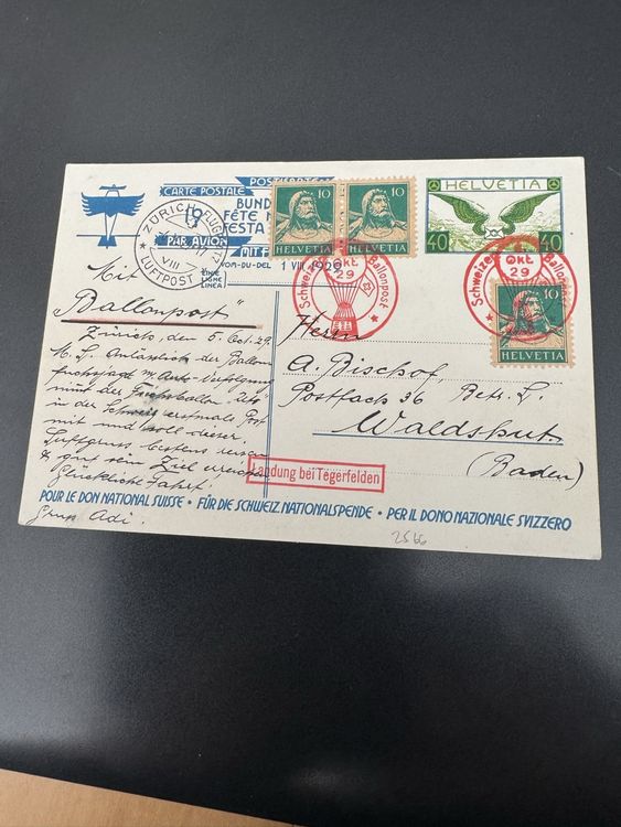 Schöne Ballonpostkarte (Gebraucht) in Uster für CHF 11 – mit Lieferung auf Ricardo kaufen