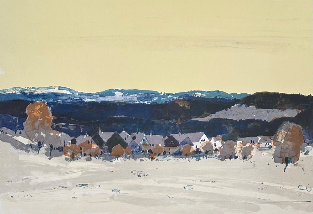 Hans Ruedi Sieber (1926-2002) Grosse Dorf Ansieht Litho Hand | Kaufen auf Ricardo
