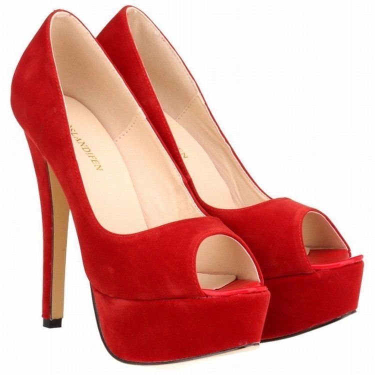 Sexy Pumps Plateau High Heels Velvet Rot 37 Neu Und Originalverpackt