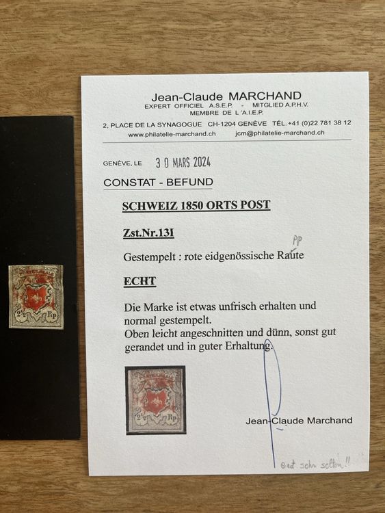 1850 Nr. 14I Poste Locale + Befund Cat. 1750.- (Gebraucht) in Sottens für CHF 110 – mit ...