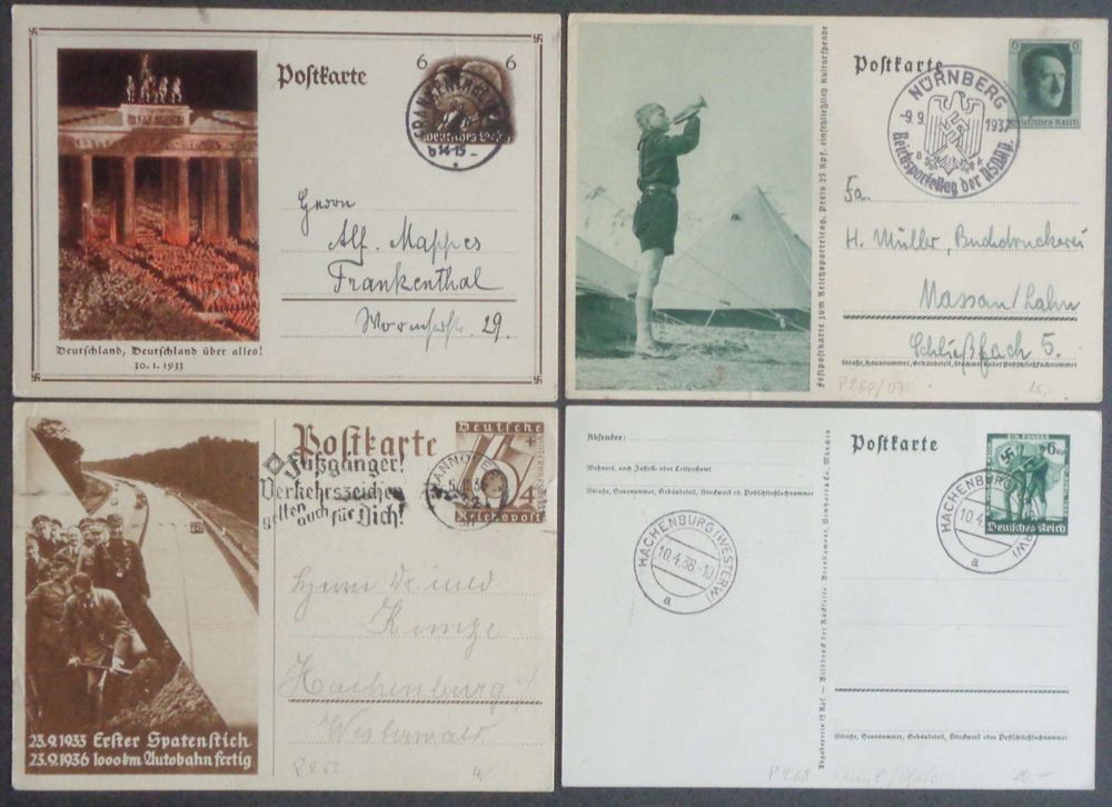 DEUTSCHES REICH 4 Sonderpostkarten aus 1934–1938 (Gebraucht) in Zürich ...
