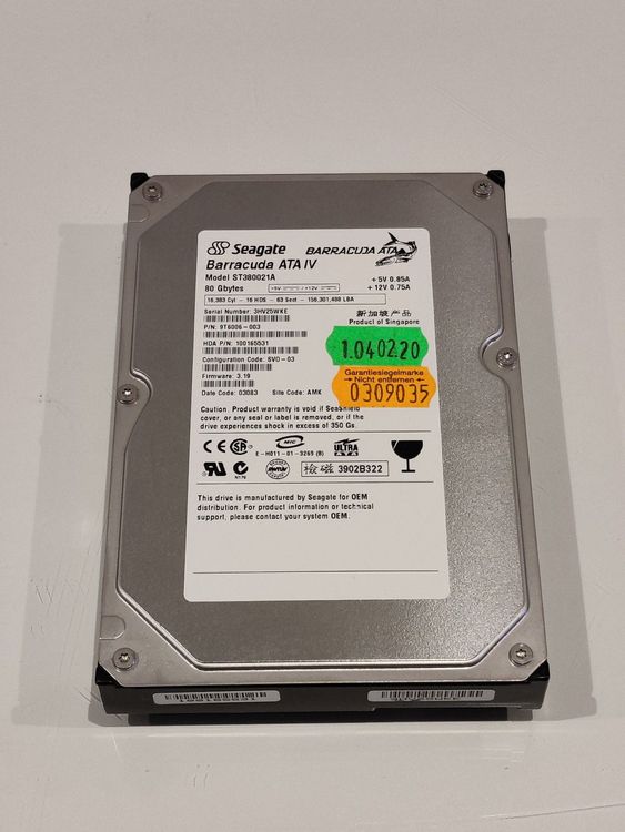 Seagate Barracuda 80GB IDE HDD (Gebraucht) in für CHF 1 – mit Lieferung auf Ricardo kaufen