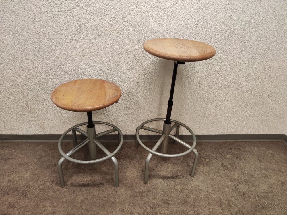 2x vintage Industrie Hocker höhenverstellbar | Acheter sur Ricardo