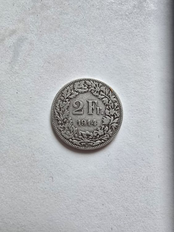 Silbermünze 2 Franken Helvetia 1914 Schweiz Swiss (Gebraucht) in Wünnewil für CHF 111 – mit ...