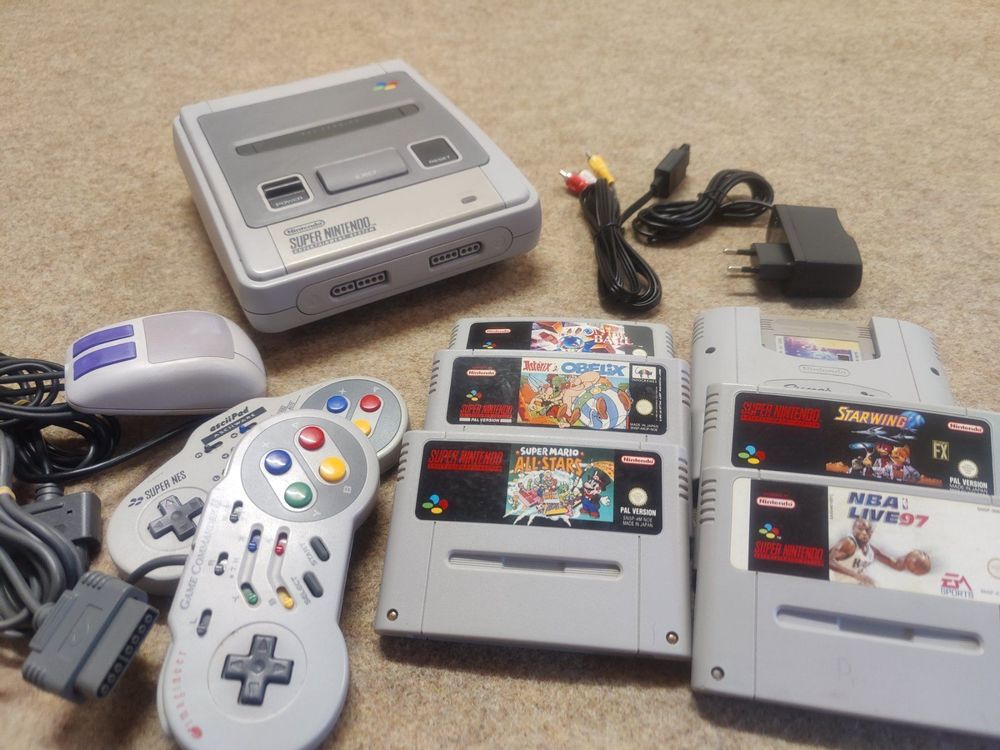 SNES Super Nintendo ONE CHIP + 6 Spiele + Controller 1 CHIP (Gebraucht ...