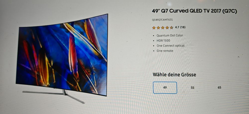 Samsung QLED 49" Curved UHD 4K TV (Gebraucht) in Niederönz für CHF 196 ...