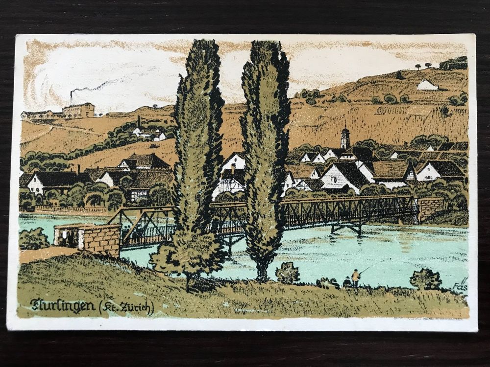 FLURLINGEN ZH Brückeneinweihung 1922, Künstlerkarte | Kaufen auf Ricardo