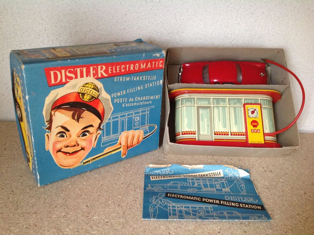 DISTLER ELECTROMATIC SHELL Tankstelle mit Auto 1950’s | Acheter sur Ricardo