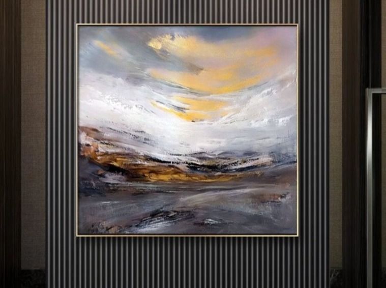 Acrylbild auf Leinwand 90 cm, mit goldenen Landschaft | Kaufen auf Ricardo