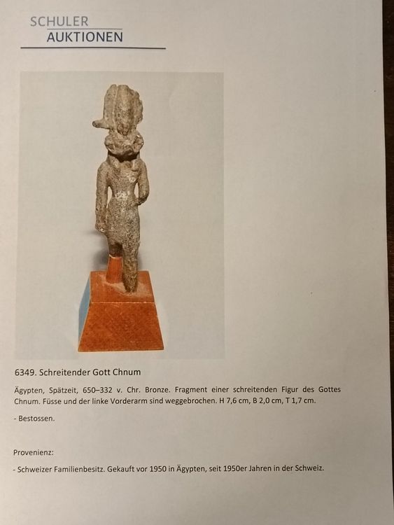 Antike Ägyptische Bronze Figur Chnum -Ex.Auktionshaus (Gebraucht) in Hochfelden für CHF 315 ...