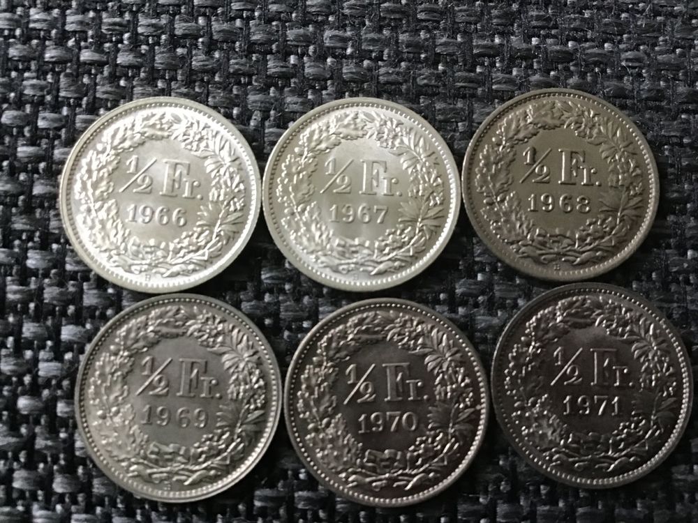 Schweizer Münzen 1/2 FR 1966 1967 1968 1969 1970 1971 | Kaufen auf Ricardo