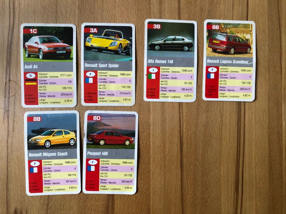 Auto Quartett 6 Karten Alt (Gebraucht) in Basel für CHF 0.9 – mit ...